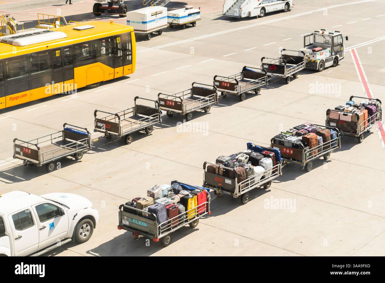 Sabiha Gokcen Airport, Istanbul, Turkey - March 14, 2025: Luggage ...
