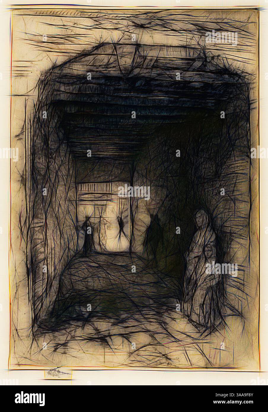 Shadowy corridor reveals distant figures hi-res stock photography and ...