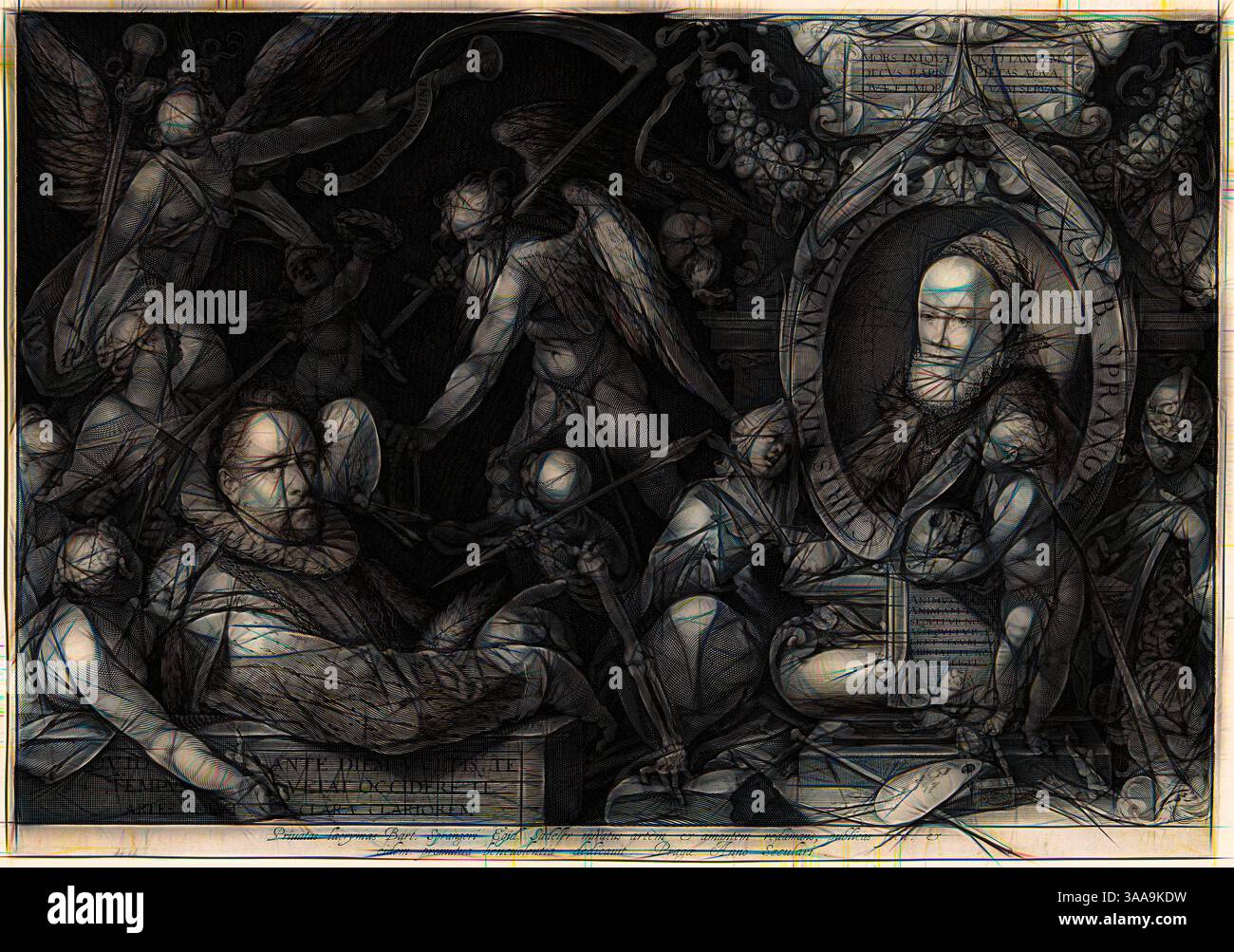 A dramatic scene featuring multiple figures, including angels and a ...