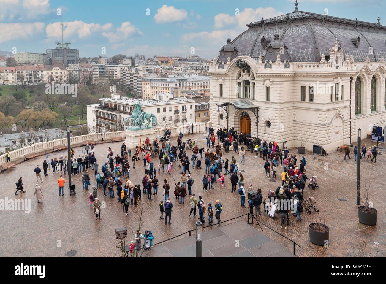 Budapest, Hungary - March 15, 2025: Crowds of Hungarians and tourists celebrate the March 15 ...
