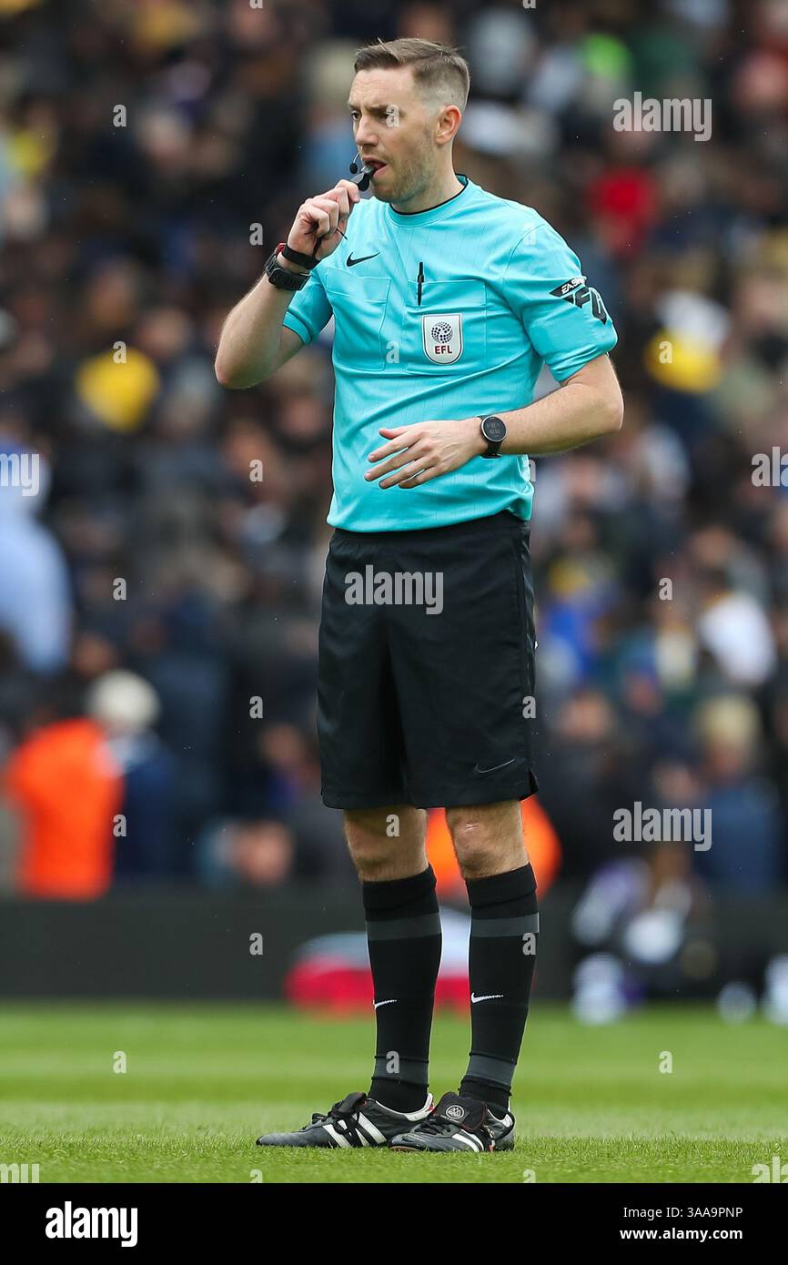 Referee Ben Toner during the Leeds United FC v Swansea City FC skybet ...