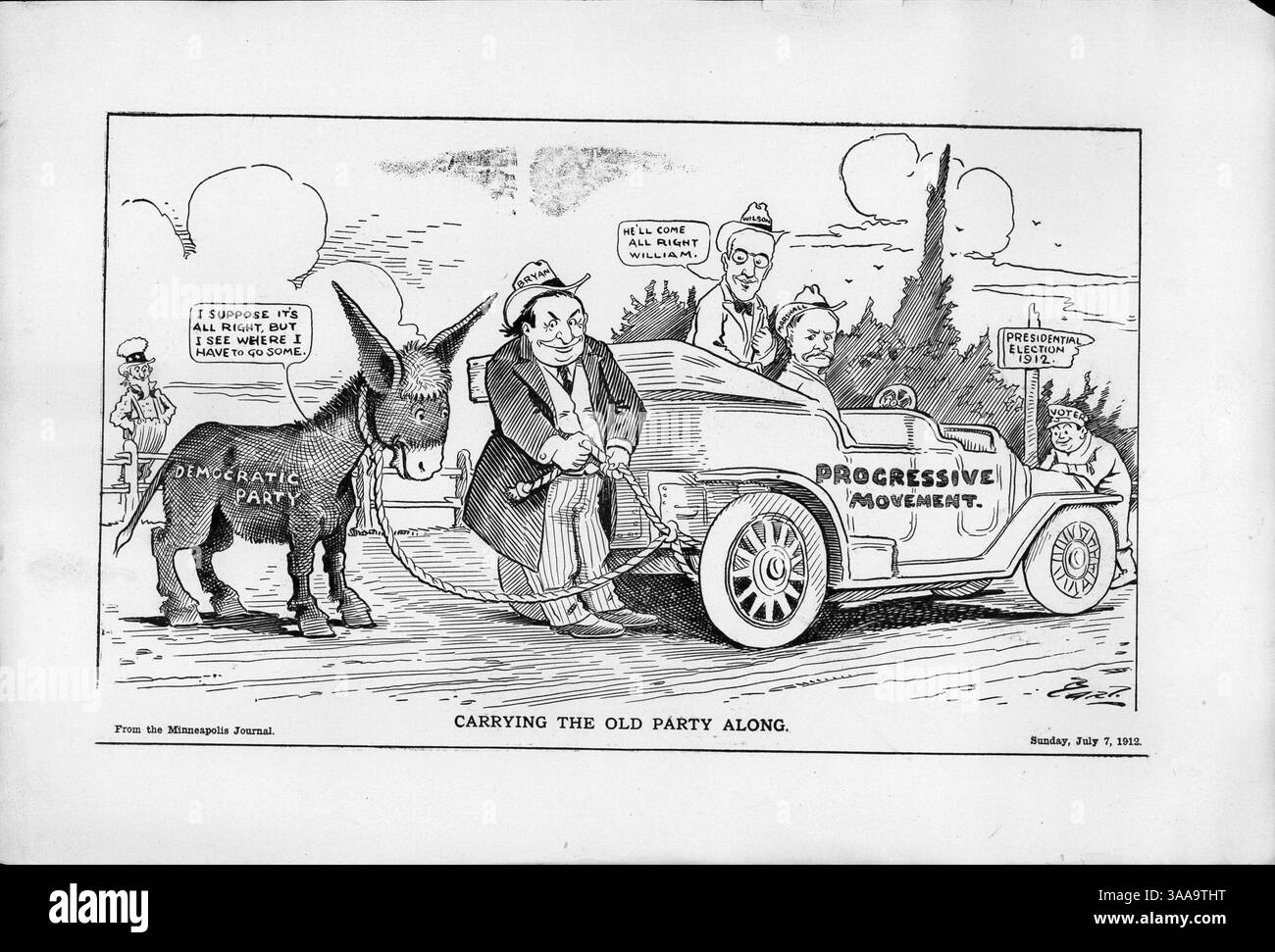 With uncle sam observing the scene from the fence hi-res stock ...