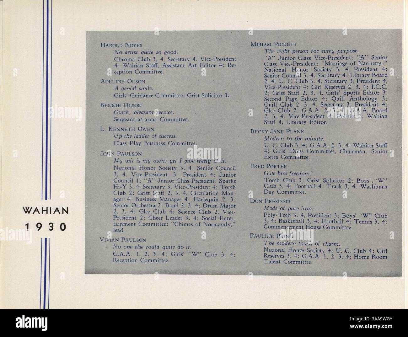 The 1930 wahian yearbook features highlights of the 1929 1930 sc hi-res ...