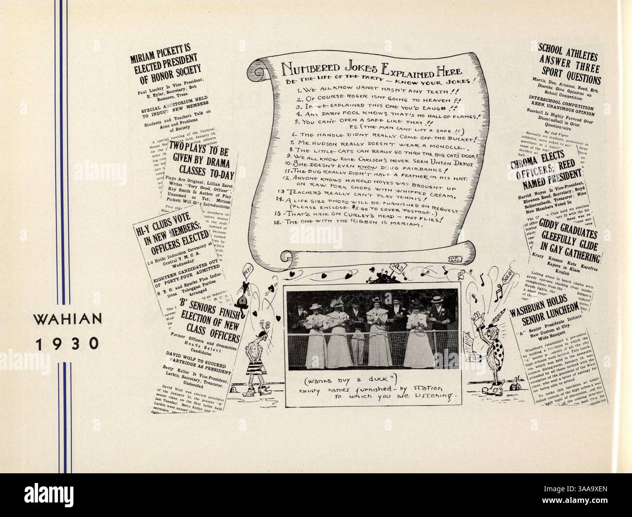 The 1930 wahian yearbook documents the major events hi-res stock ...