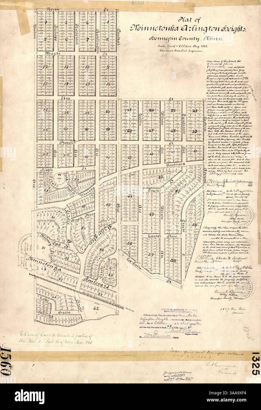 This plat map of Minnetonka Arlington Heights shows the layout and ...