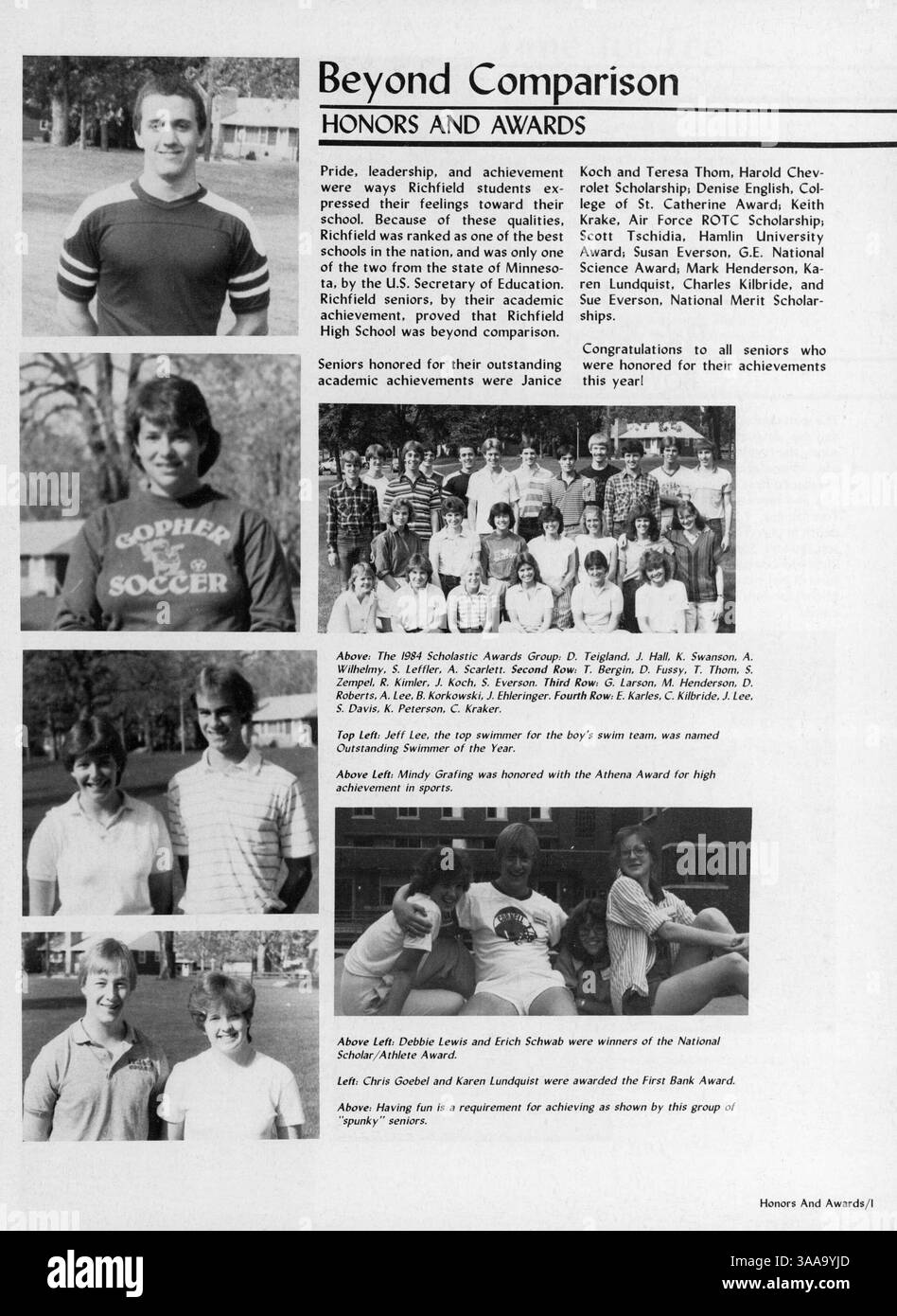 This 1984 edition of the aurean yearbook features students hi-res stock ...