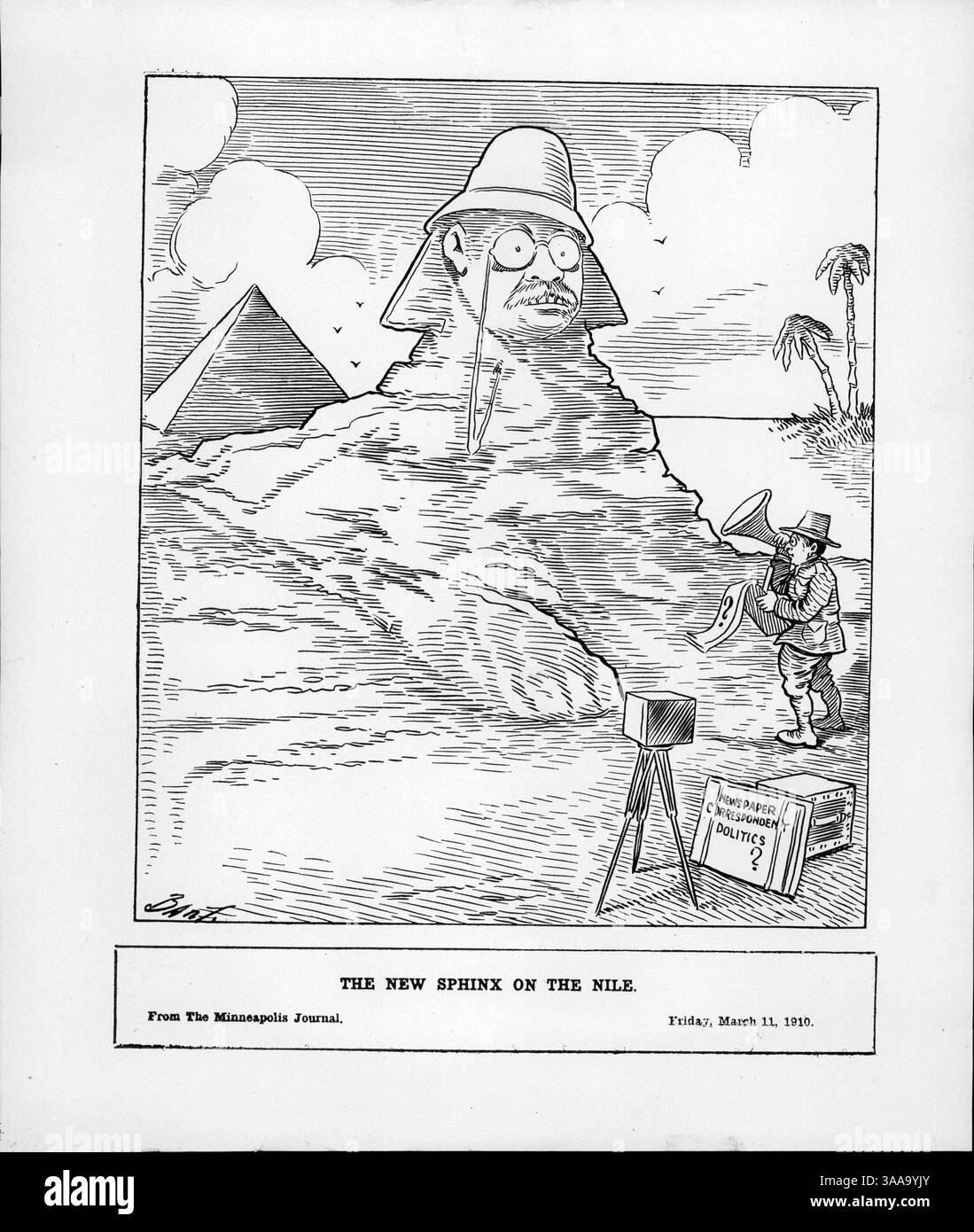 This image depicts Theodore Roosevelt’s head drawn on a sphinx, with a ...