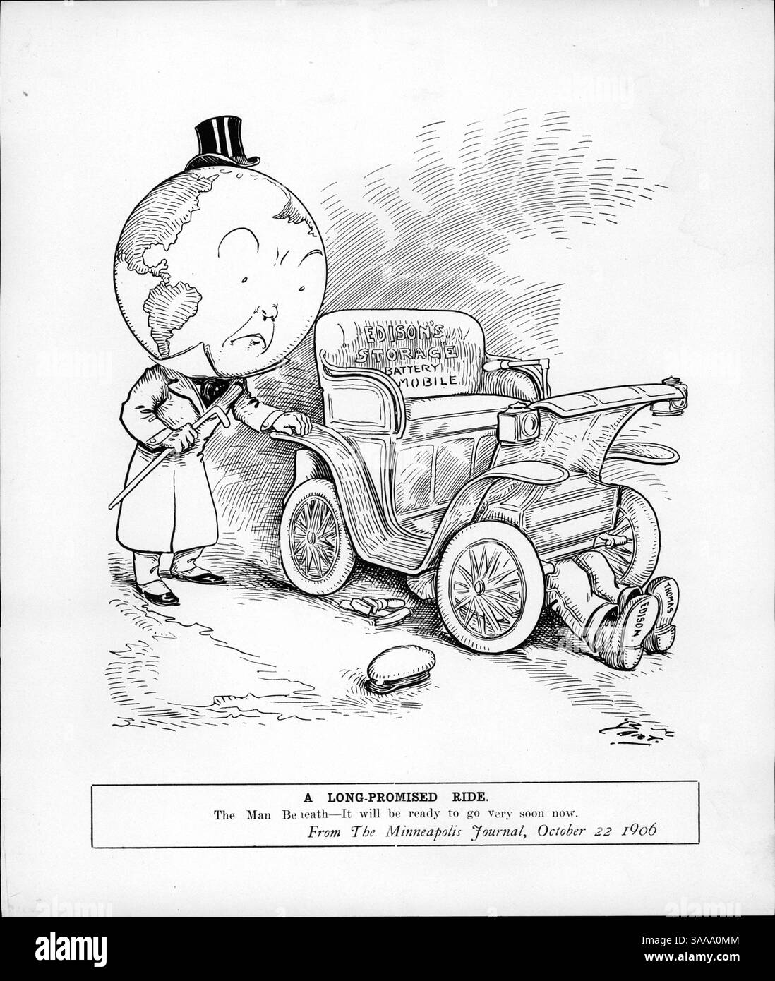 A photograph of Thomas Edison working on the Storage Battery Automobile ...