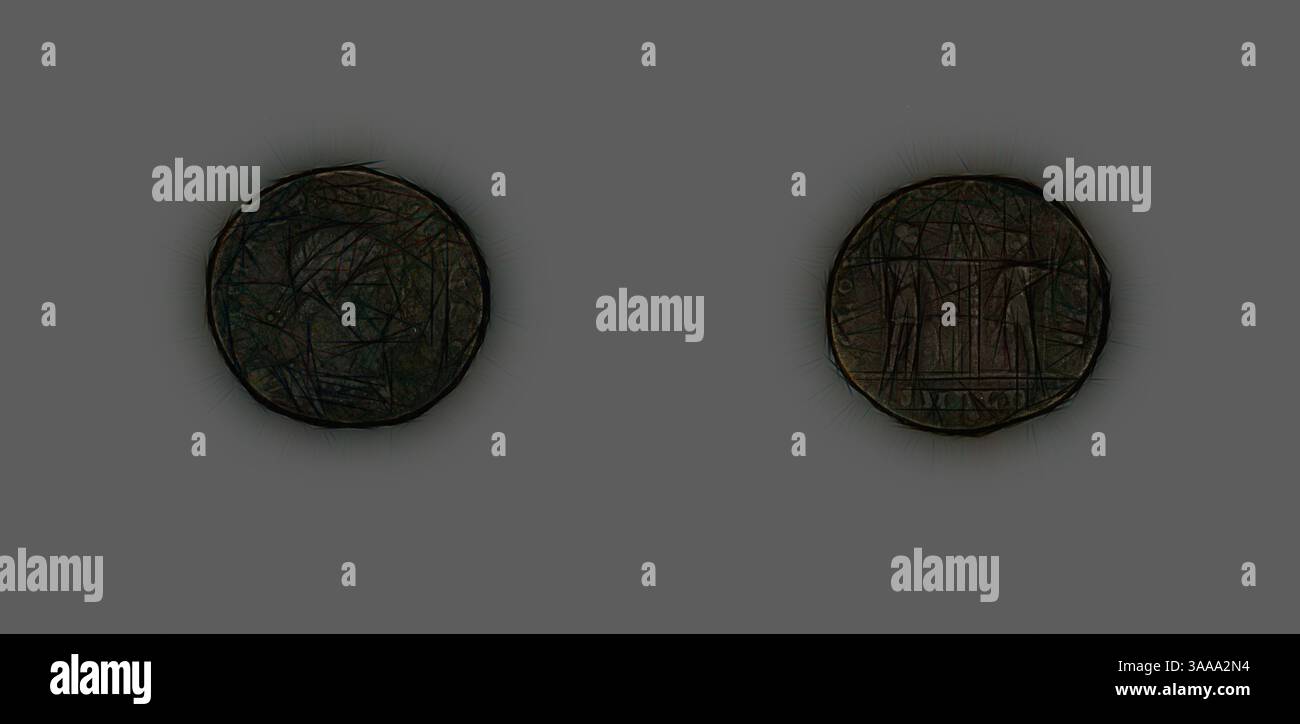 Two circular coins displayed side by side, each featuring unique ...