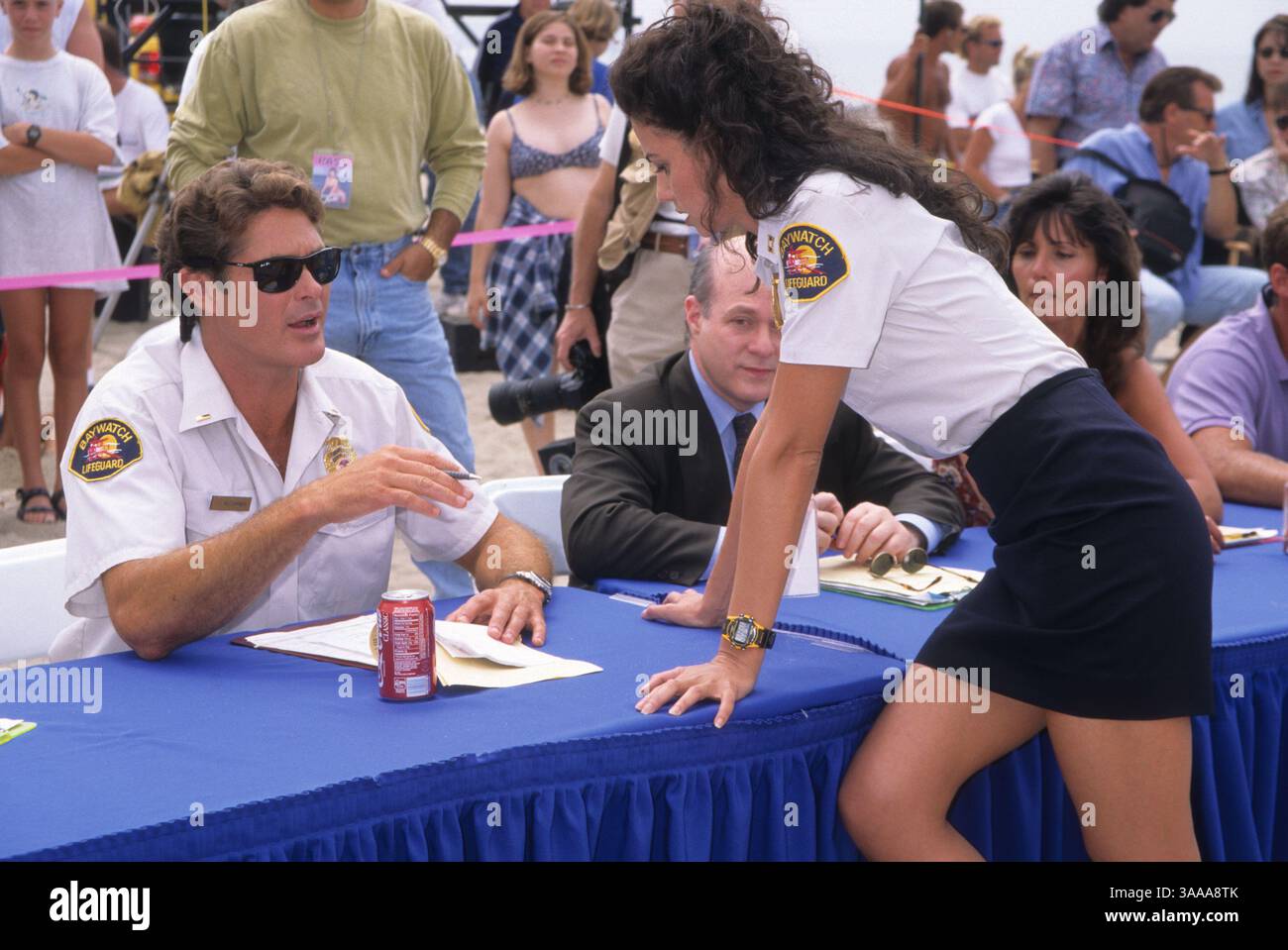 Jul 17, 1996; Los Angeles, CA, USA; Baywatch castmembers David ...