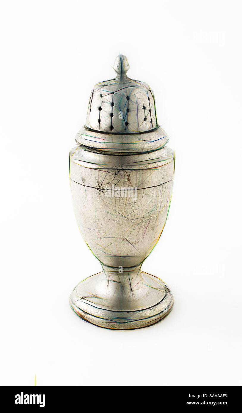 A decorative urn with intricate detailing on the lid and body, resting ...