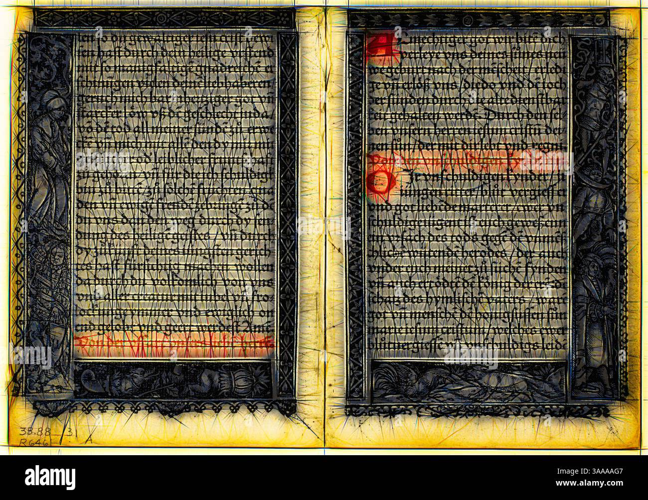 A beautifully illustrated manuscript featuring intricate border designs ...