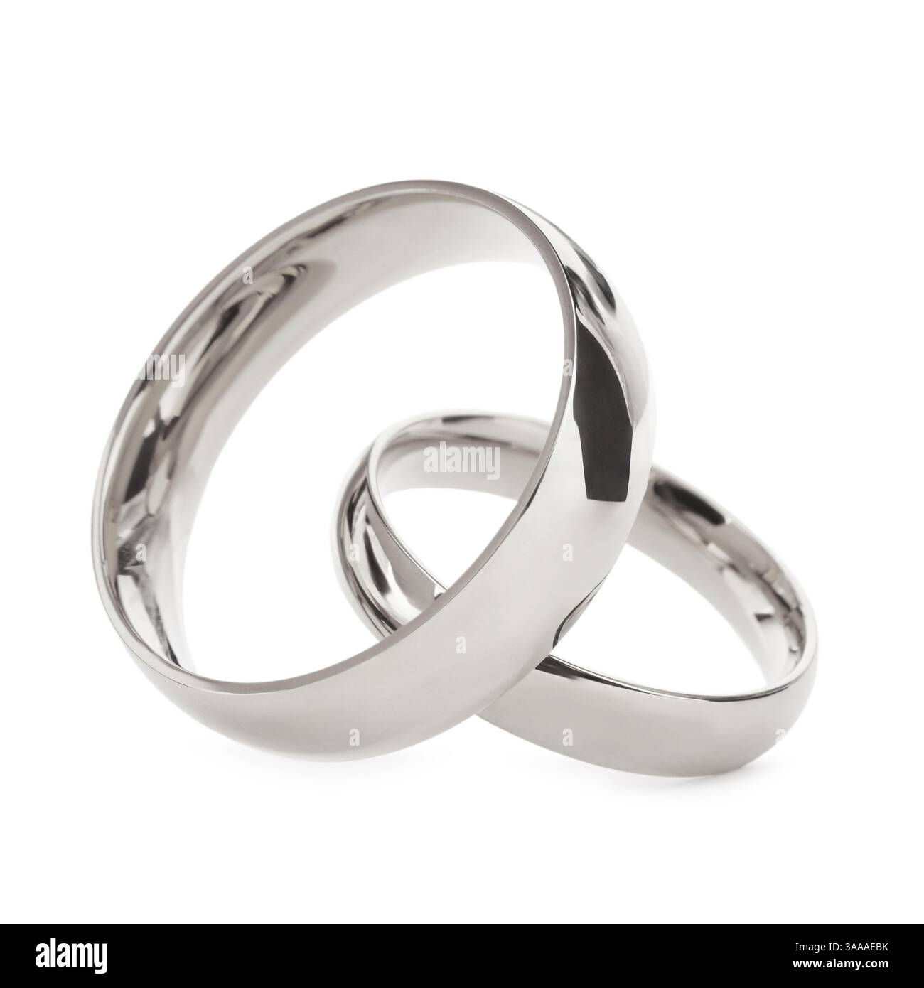 Shiny silver wedding rings isolated on white Stock Photo - Alamy