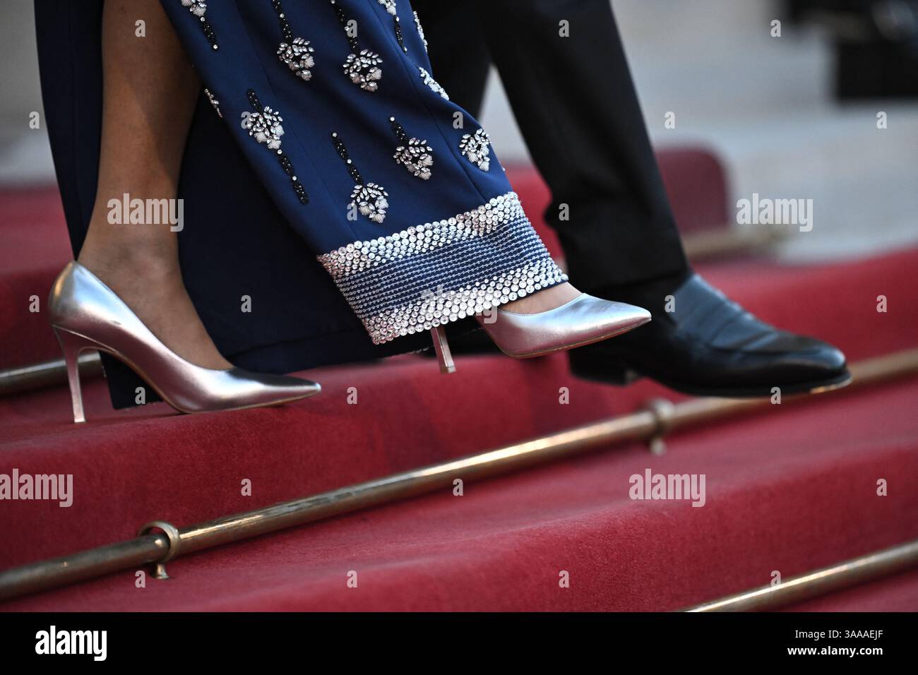French First Lady Brigitte Macron details shoes at the presidential ...