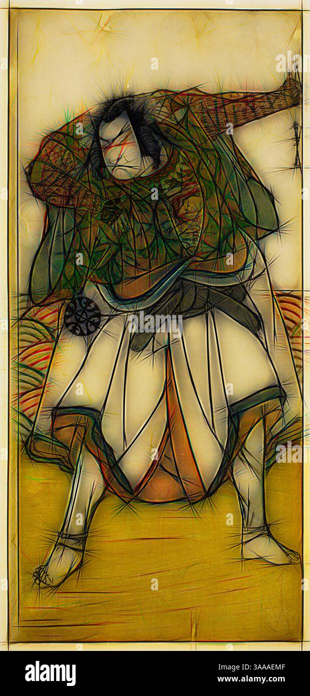 A striking figure in traditional attire strikes a dynamic pose ...