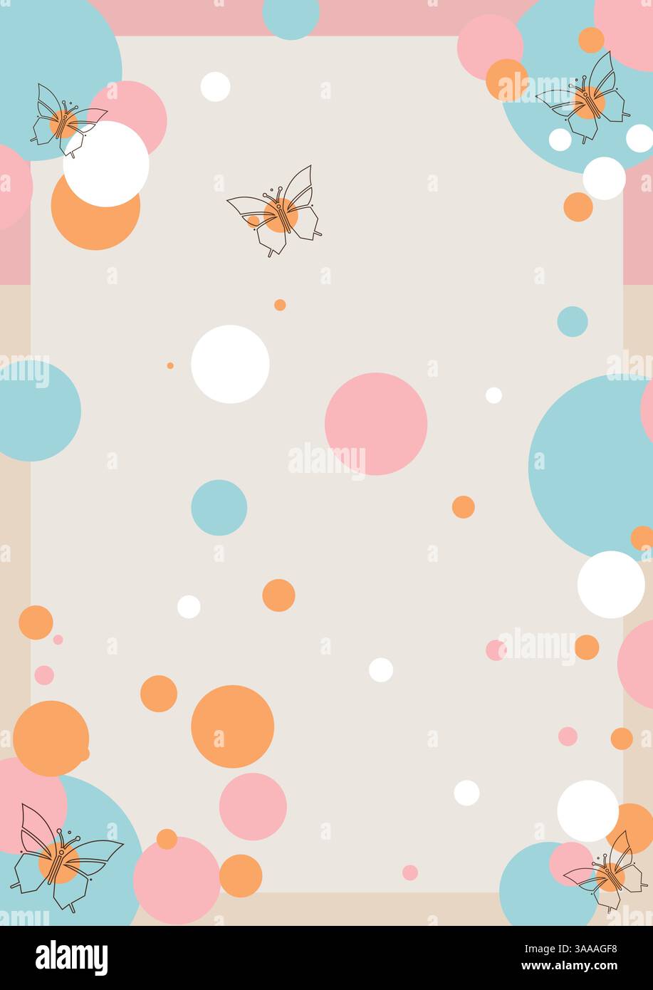 empty blank page for notes with bubbles and butterflies flat vector ...