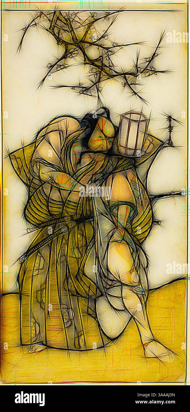 A stylized depiction of a sumo wrestler, showcasing intricate lines and ...