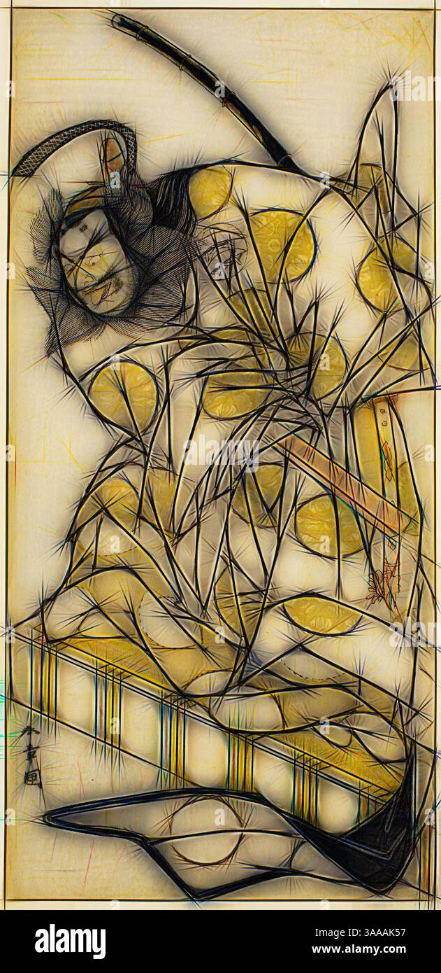 A stylized figure in elaborate attire, embodying a blend of traditional ...