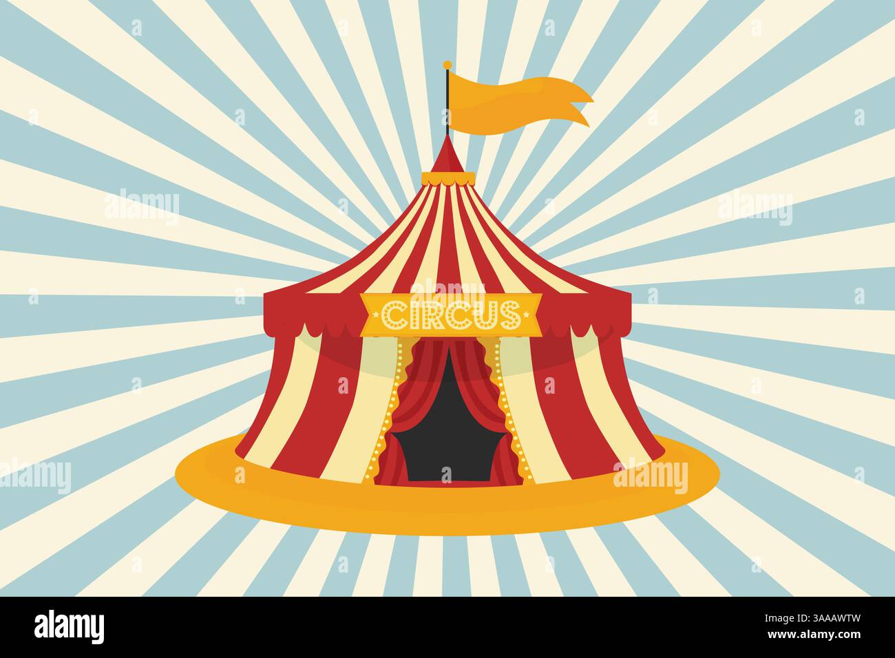 circus tent on retro background flat vector illustration Stock Vector ...
