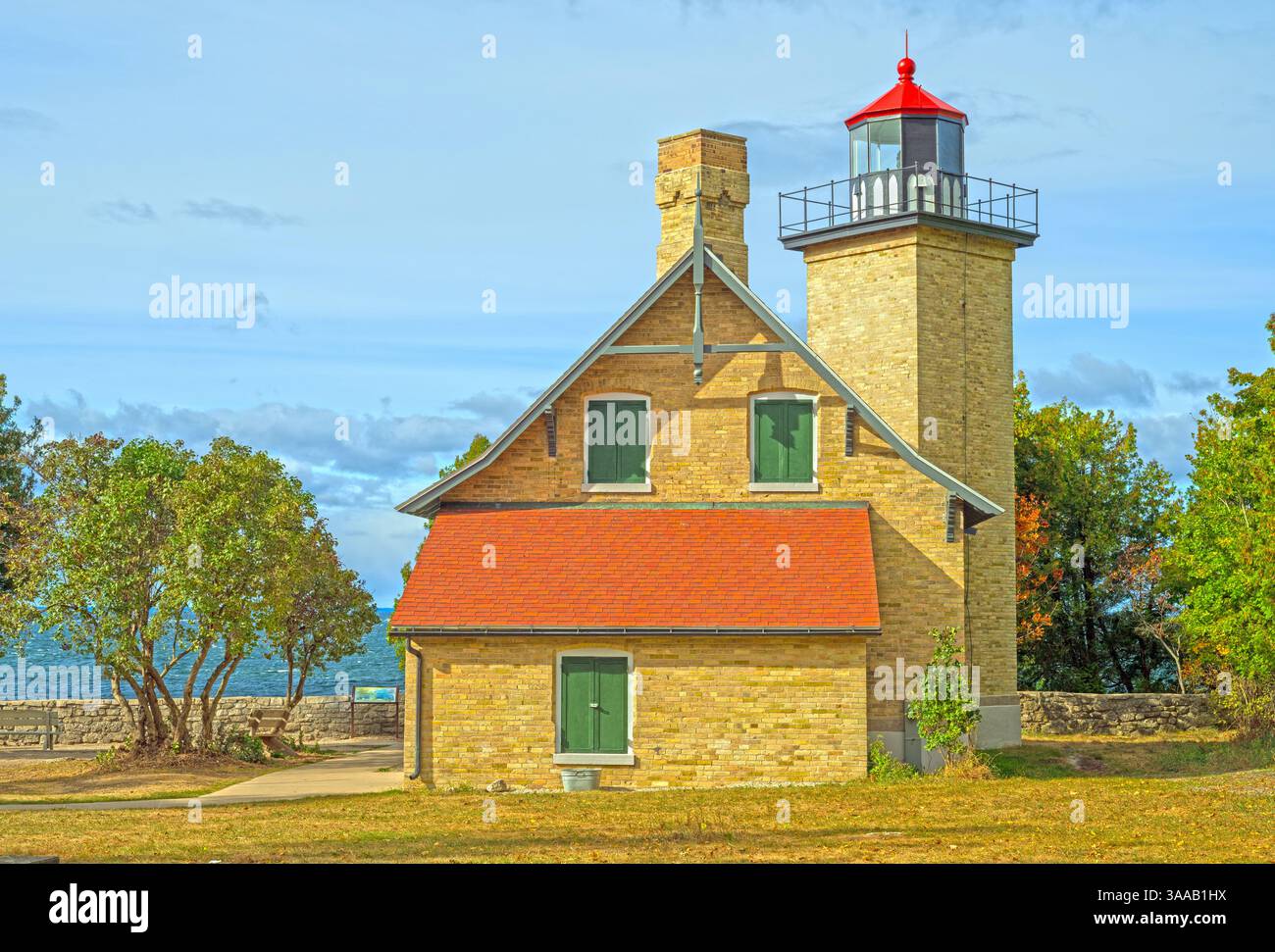 Historic Eagle Bluff Lighthouse on Lake Michigan in Wisconsin Stock ...