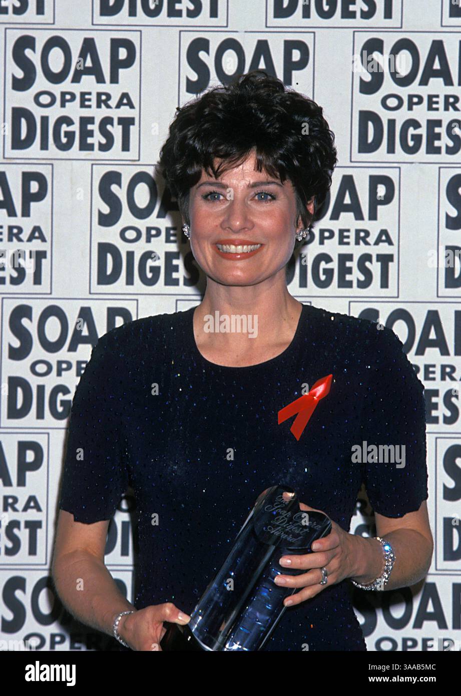Mar 26, 1994; Beverly Hills, CA, USA; Actress DEBORAH ADAIR holds an ...