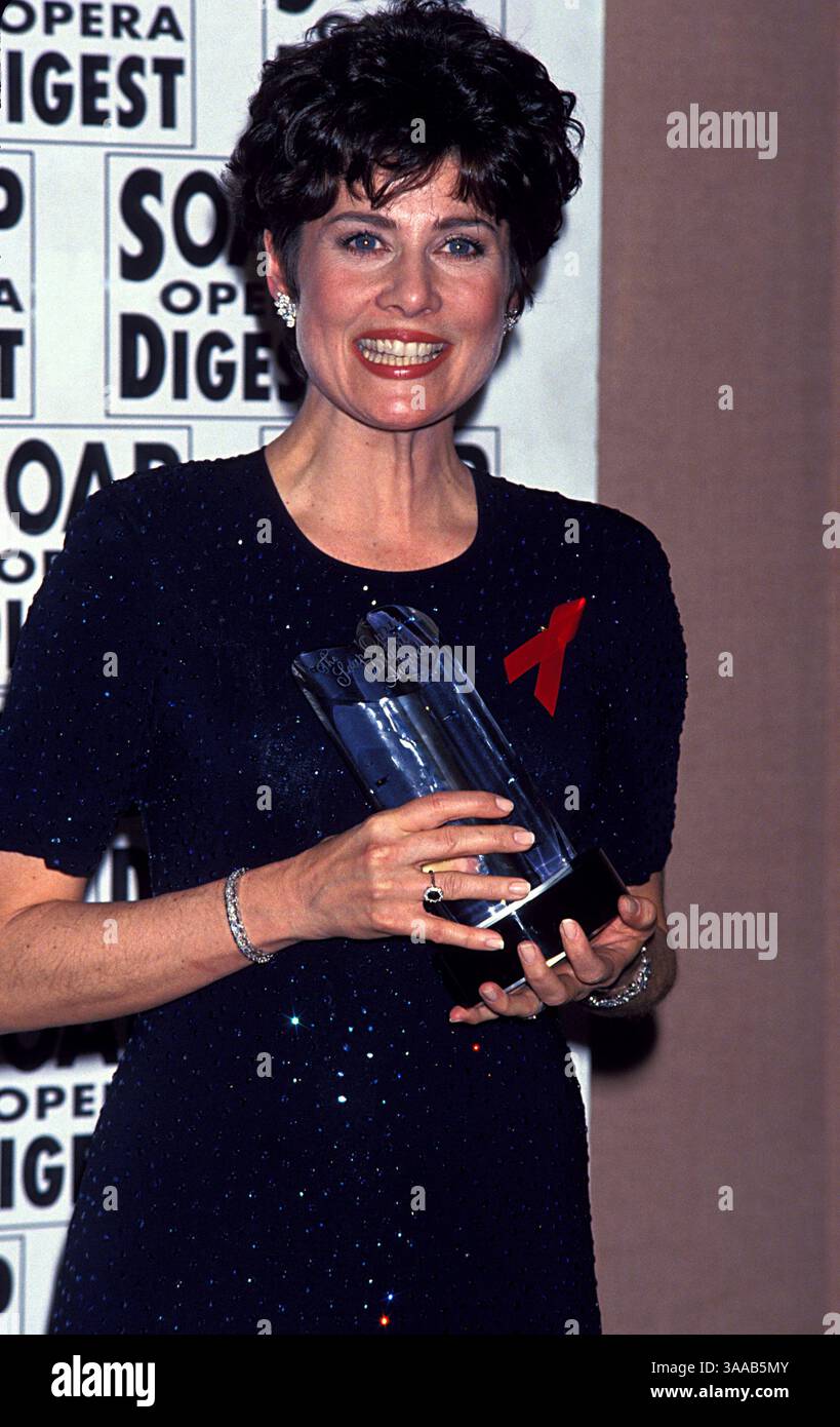 Mar 26, 1994; Beverly Hills, CA, USA; Actress DEBORAH ADAIR holds an ...