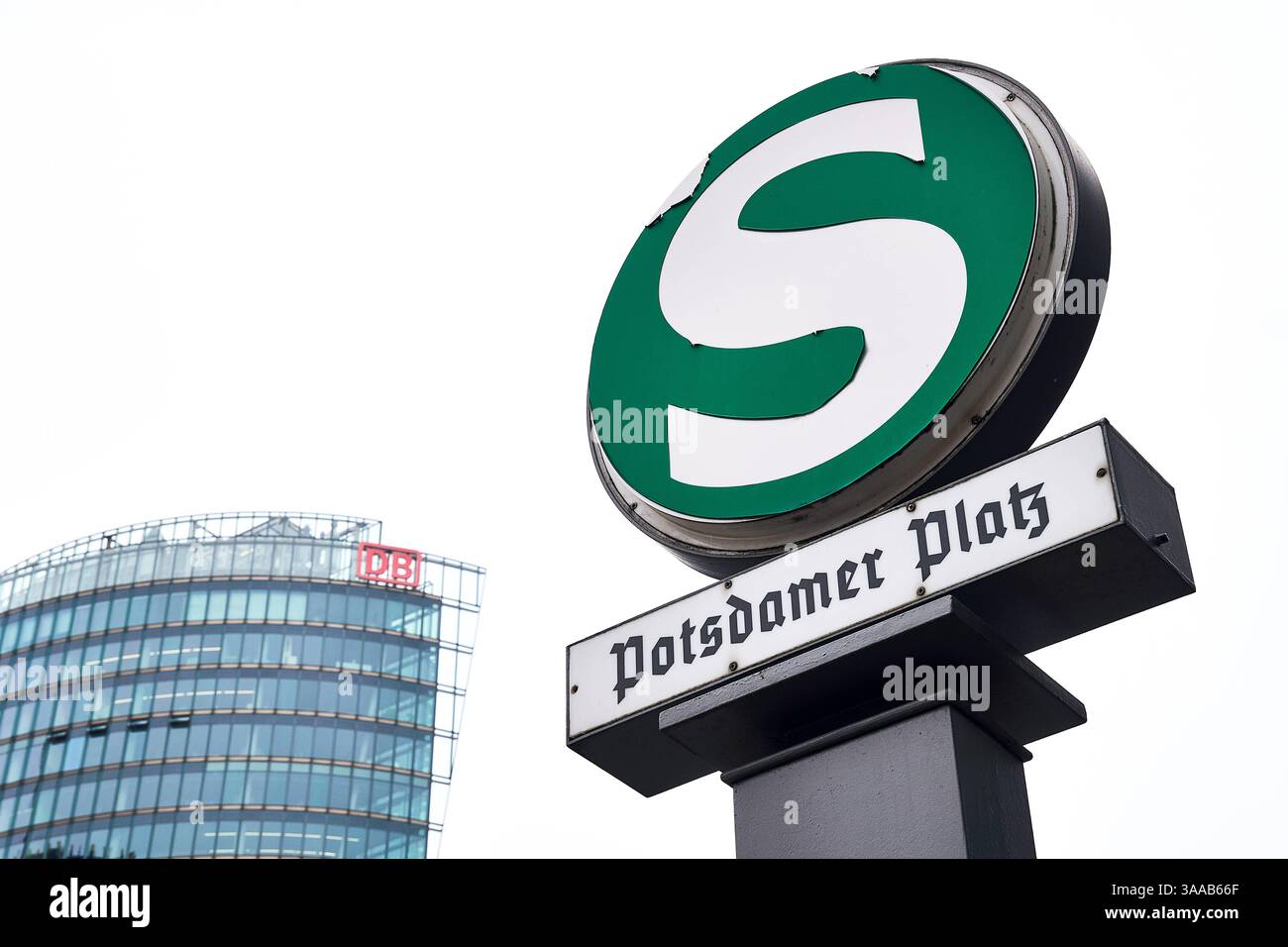 Berlin, Germany - March 27, 2025: Green S-Bahn sign with station sign ...