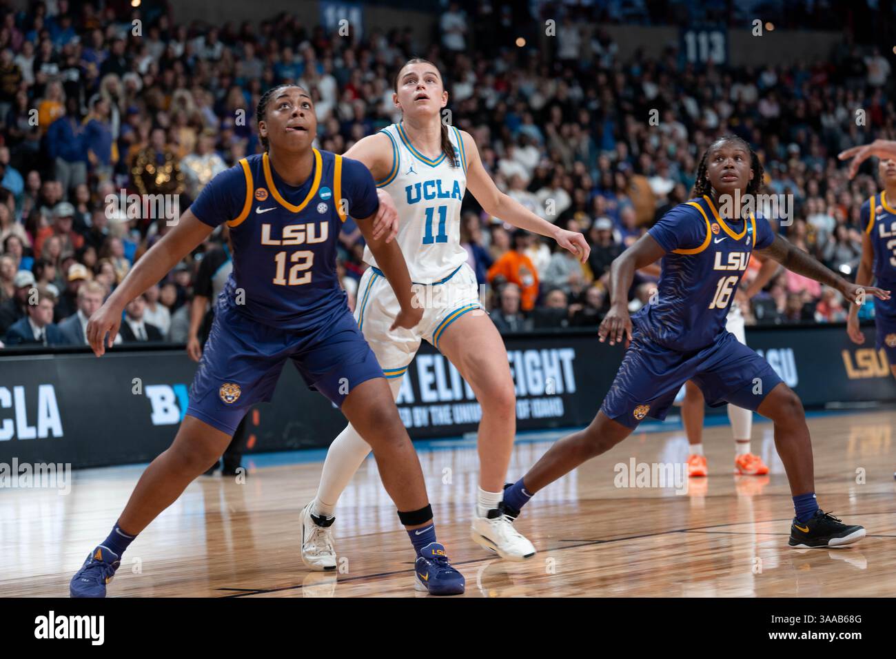LSU Lady Tigers guard Mikaylah Williams (12) and guard Kailyn Gilbert ...