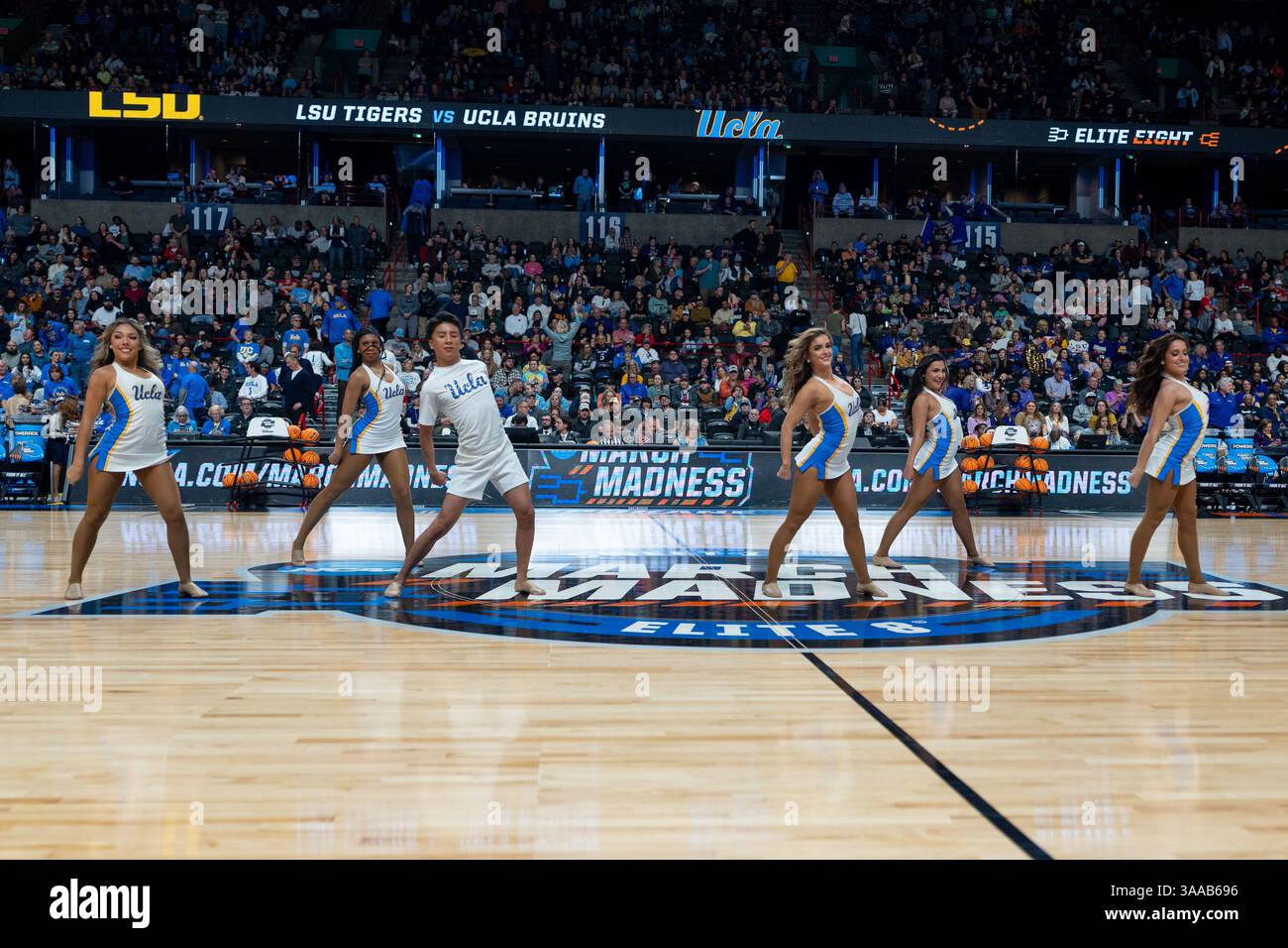 UCLA Bruins cheerleaders during NCAA Tournament basketball game Round ...