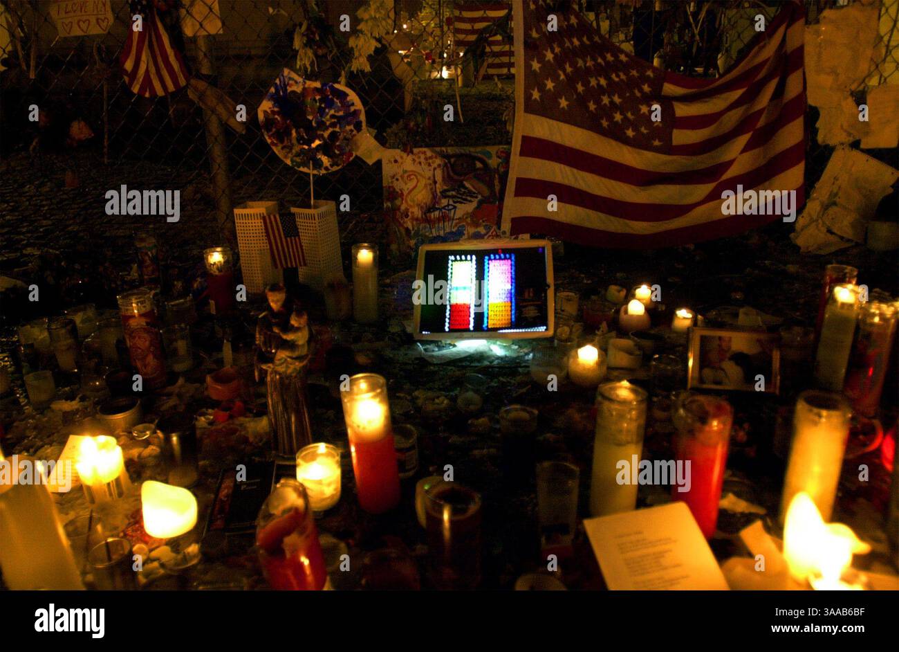 Sep 18, 2001; New York, NY, USA; A section of the memorial for the ...