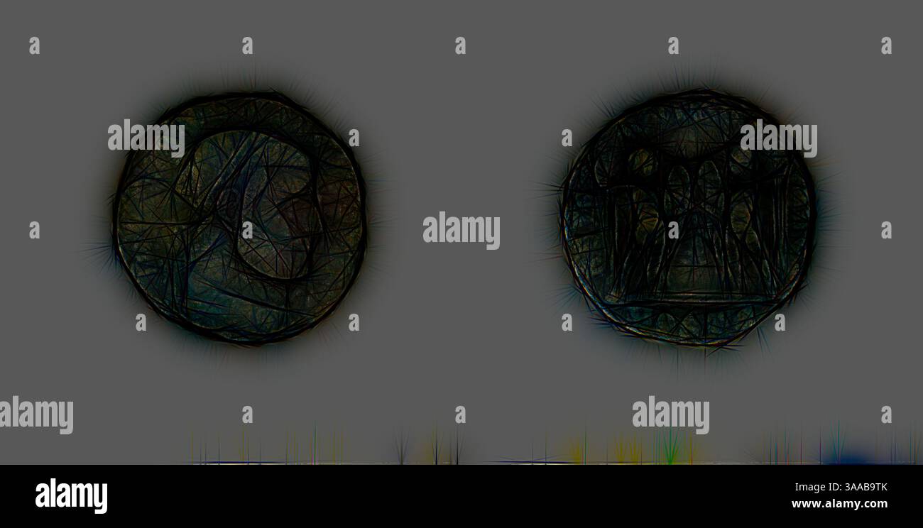 Two ancient coins displayed side by side, each featuring distinct ...