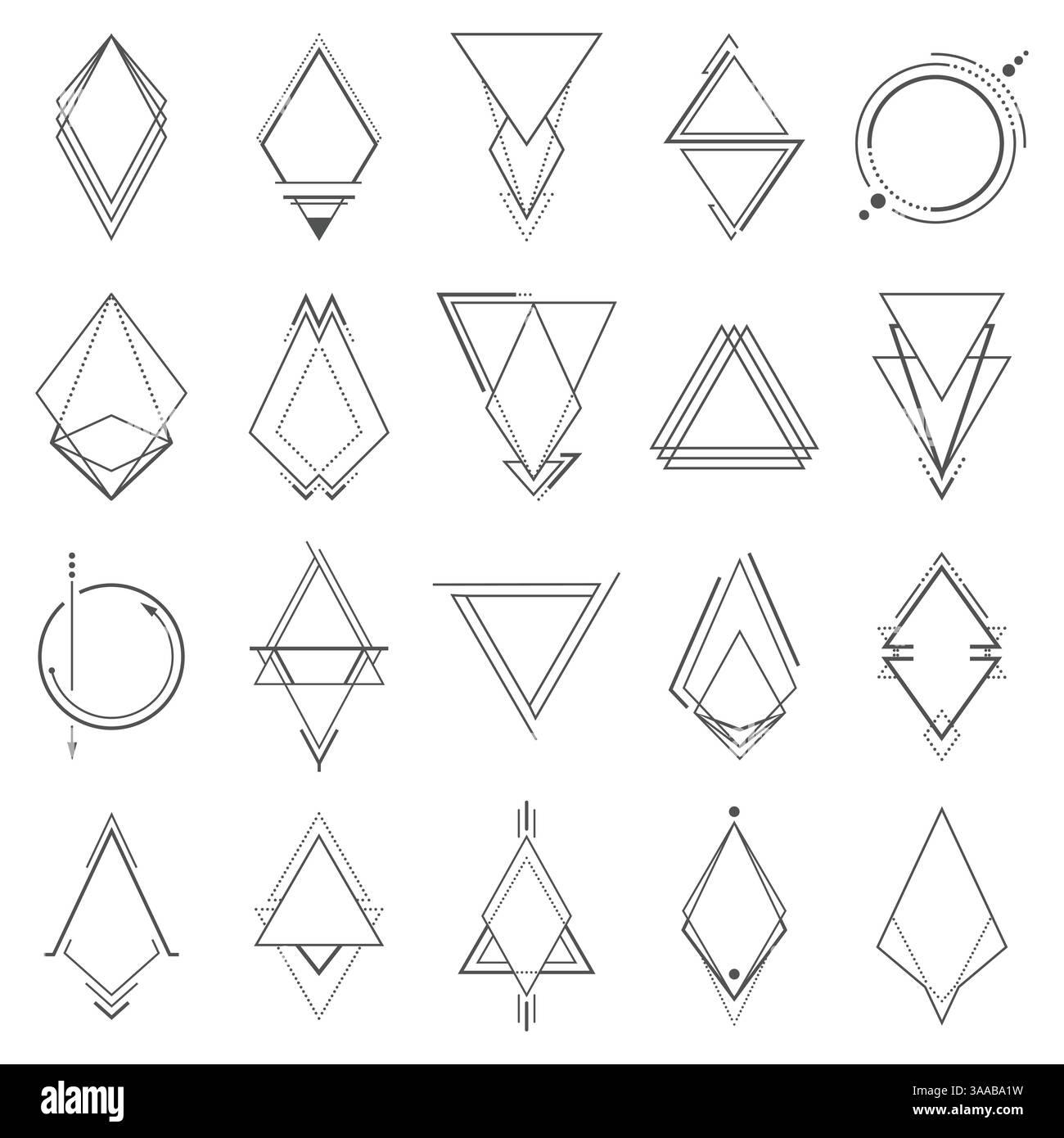Set of minimalistic geometric elements. Geometry symbols collection ...