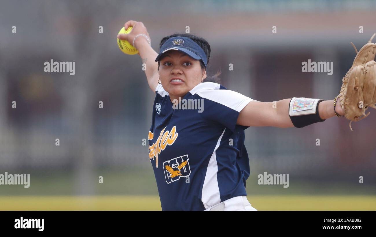 Coppin State pitcher Emily Quintero (3) during an NCAA softball game ...