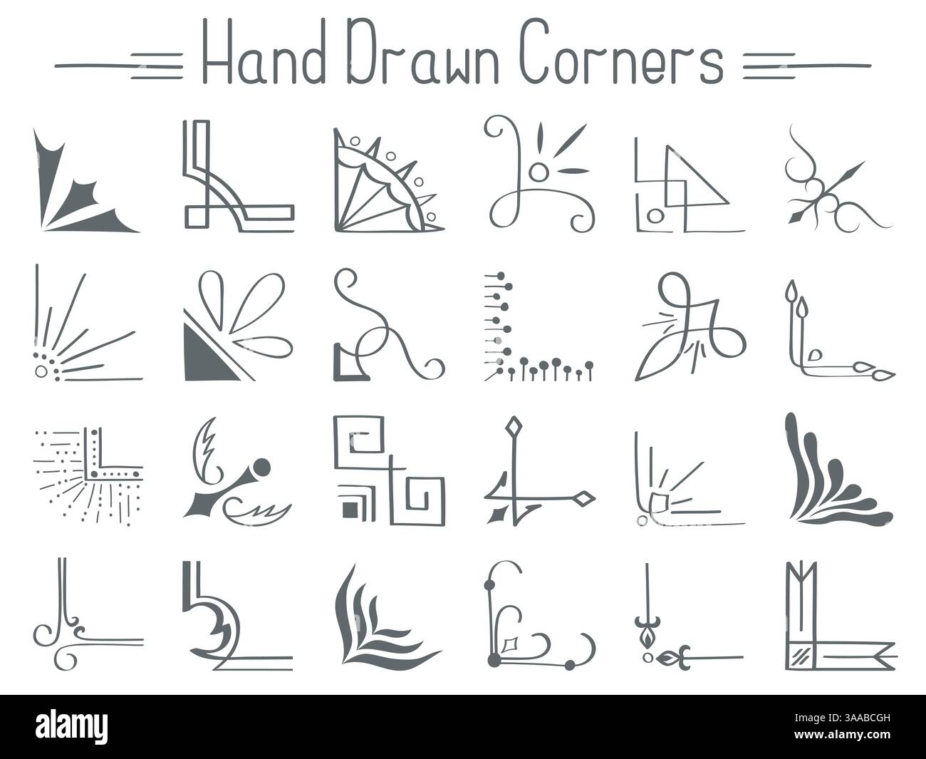 Hand drawn cute flourish Black and White Stock Photos & Images - Alamy