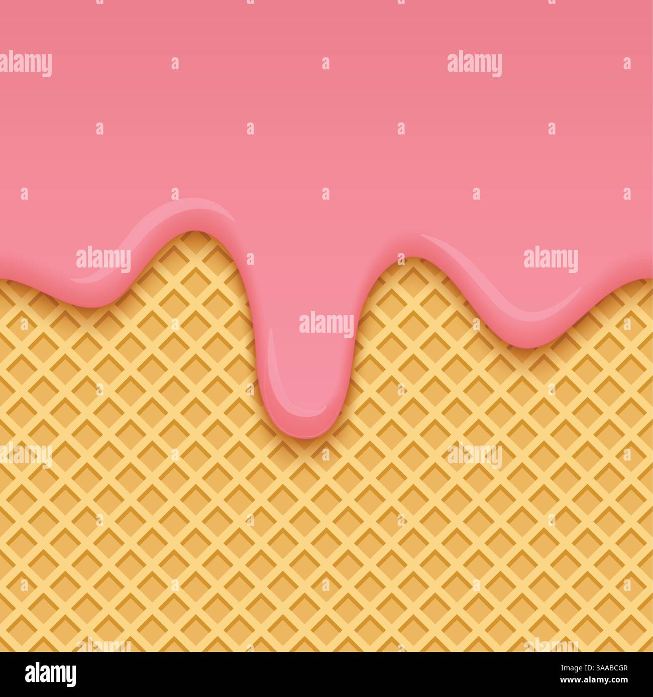 Ice Cream Melted on Yellow Seamless Wafer Texture Background. Vector ...