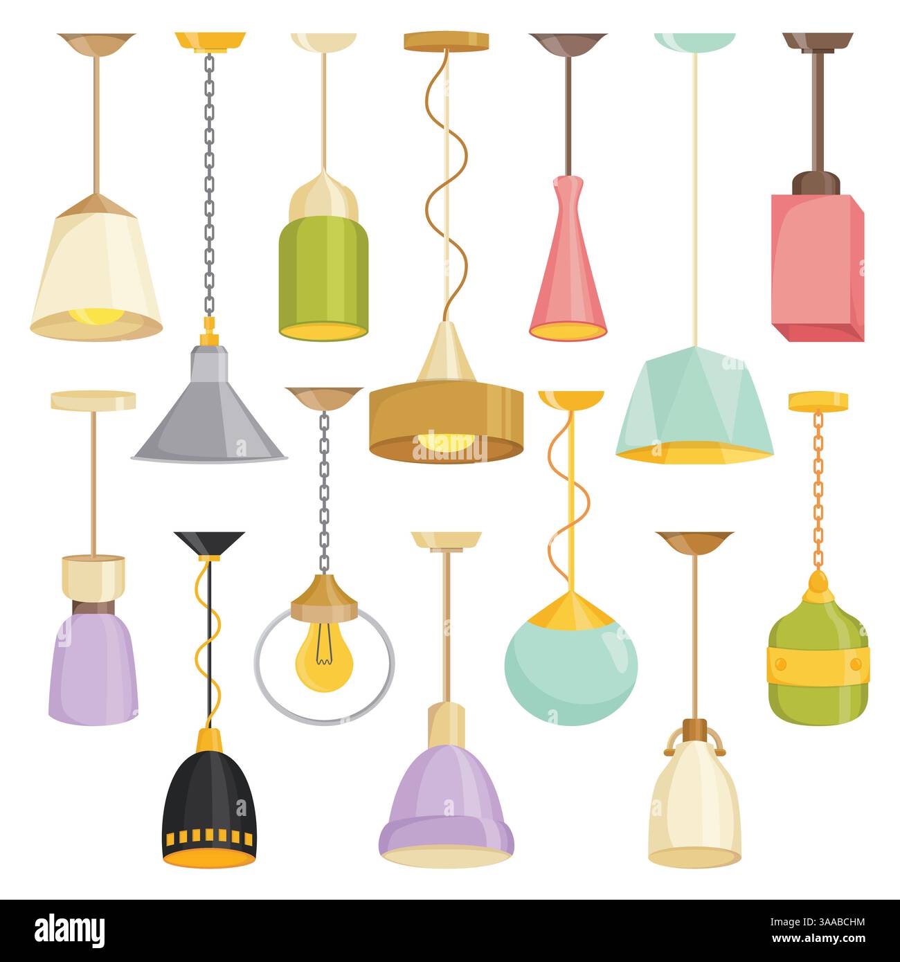 Lamps sign set for interior on white background. Interior light design ...