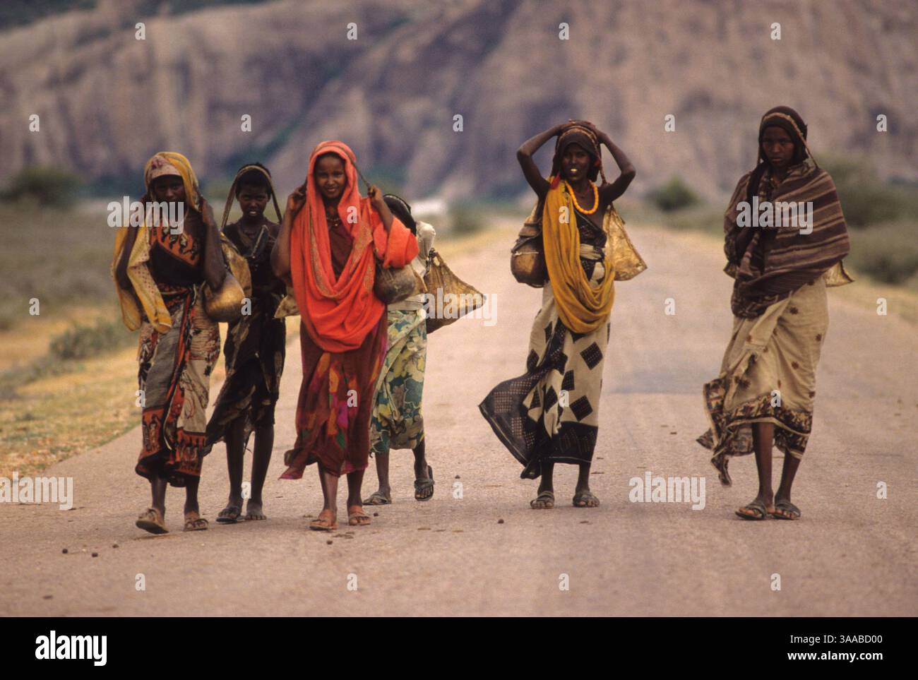 Aug 16, 1992; Baidoa, SOMALIA; A Somali women travel on the road ...