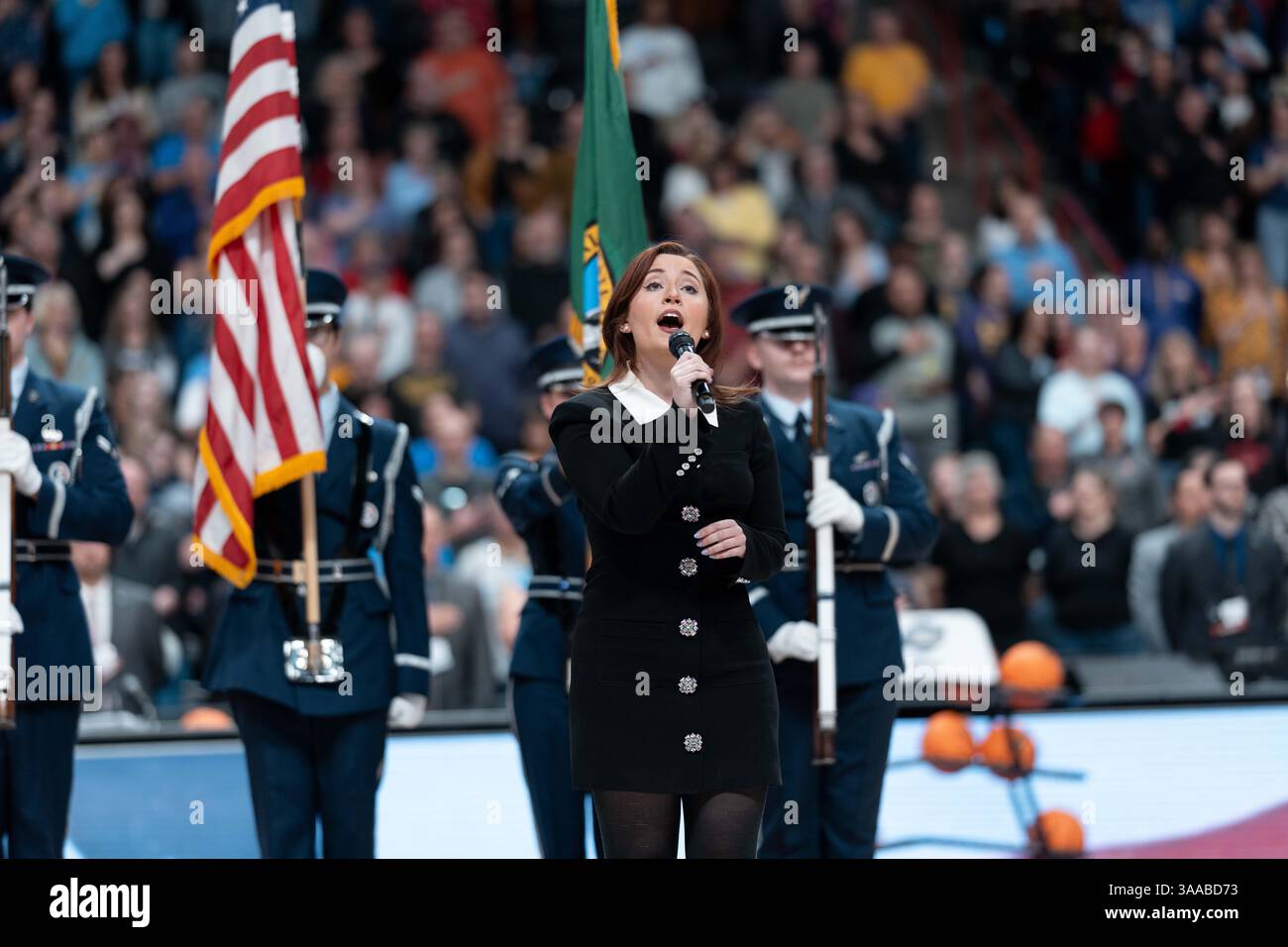 Spokane, United States. 30th Mar, 2025. National Anthem singer during ...