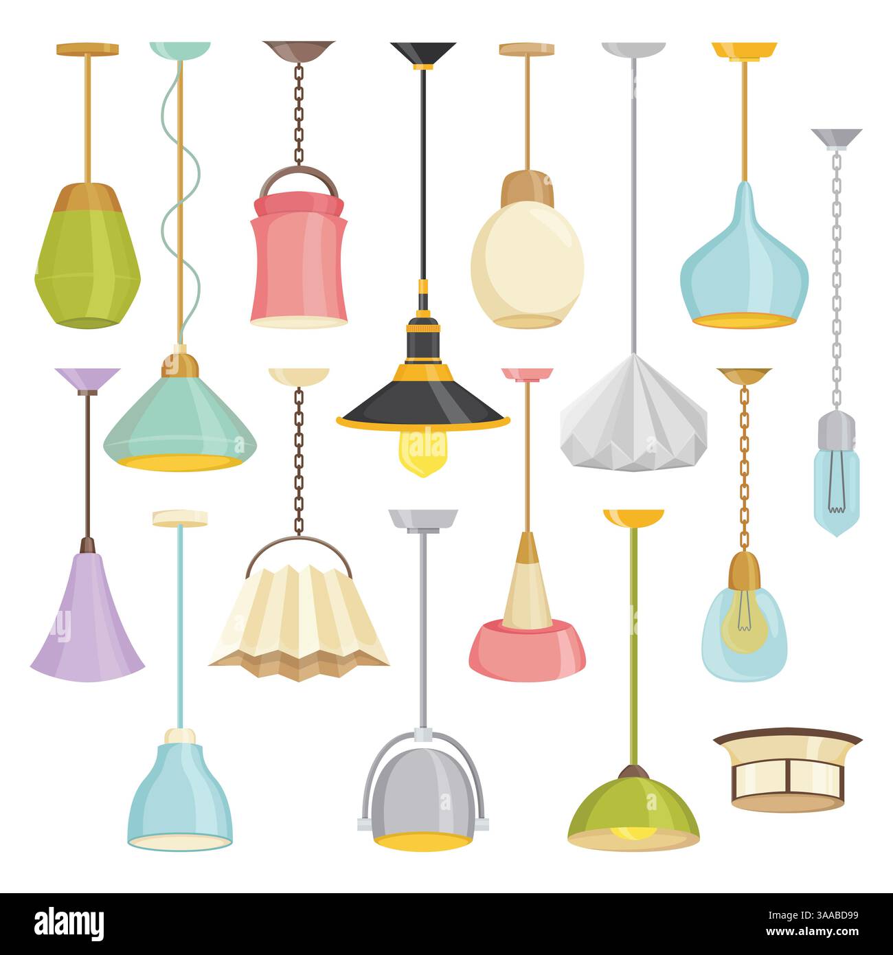 Lamps sign set for interior on white background. Interior light design ...