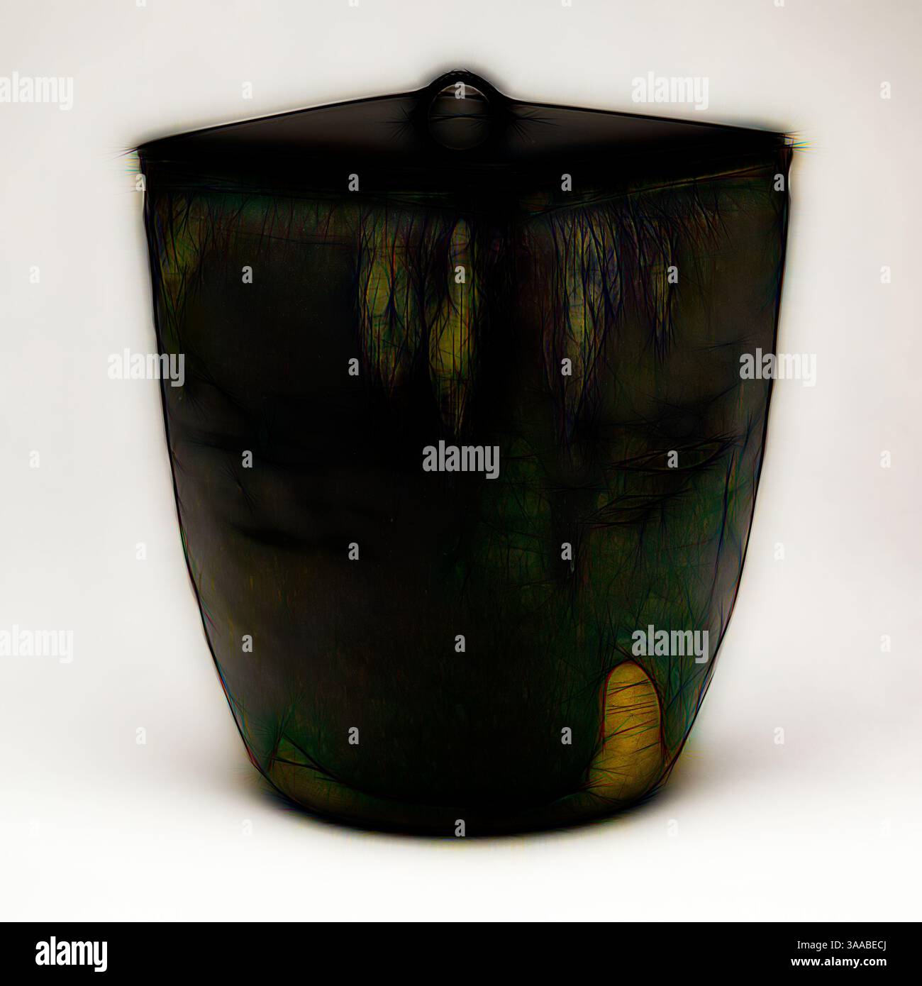 A stylized container with a smooth, rounded form, featuring intricate ...