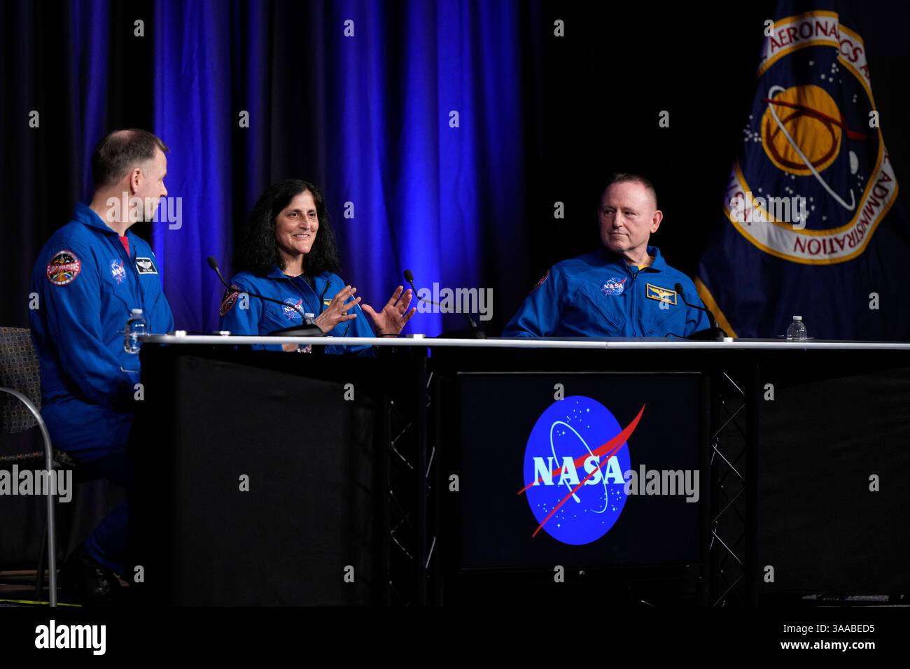 Astronauts Nick Hague, Suni Williams, and Butch Wilmore talk to ...