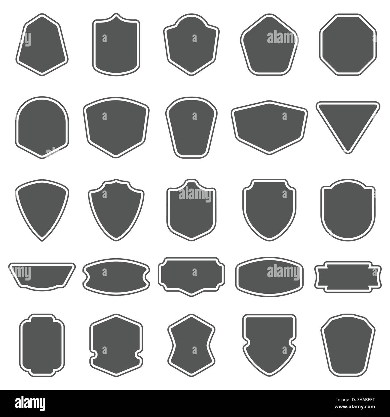 Set of blank empty dark shields. Shield badge shapes. Vintage vector ...