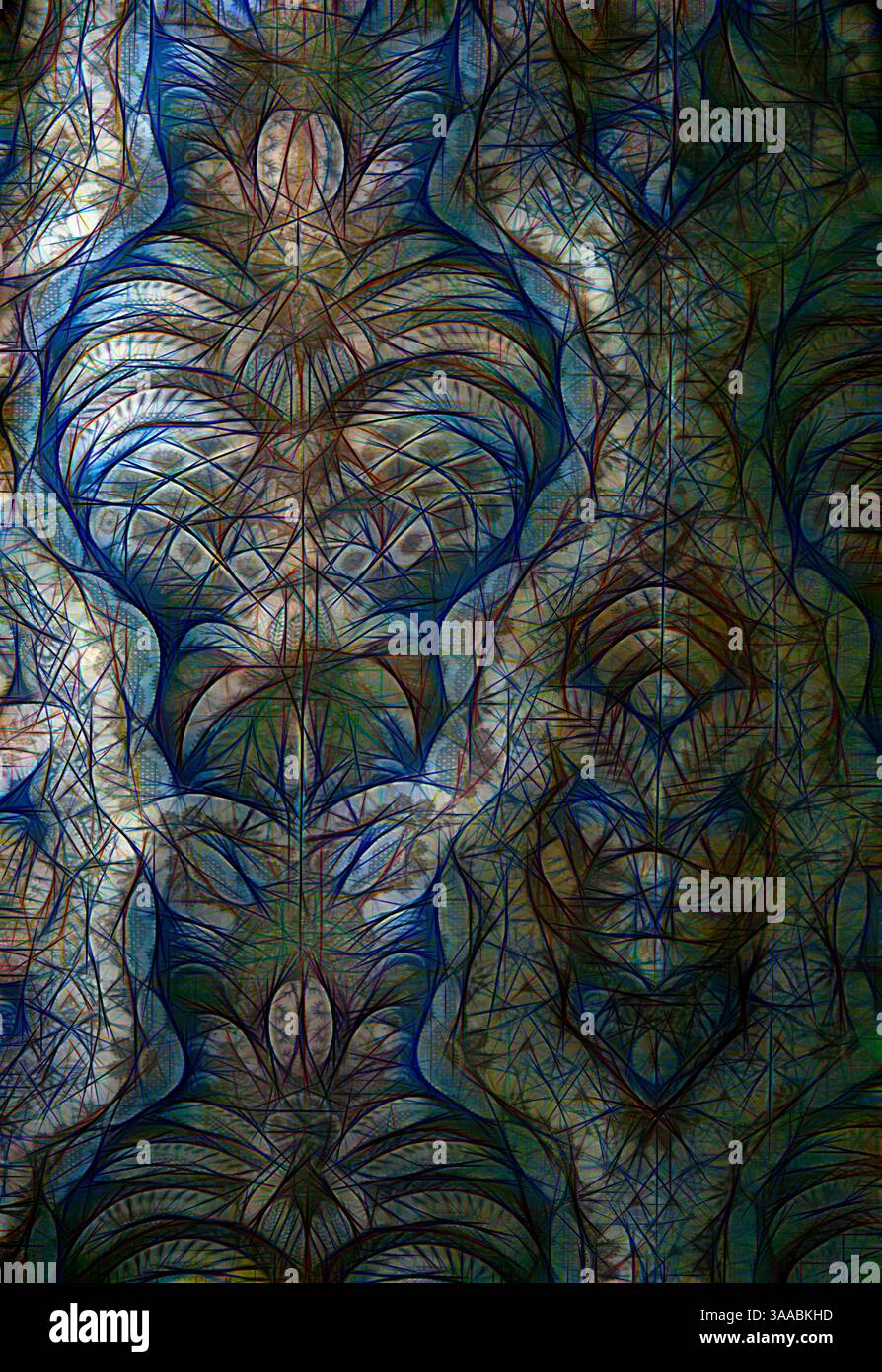 An intricate, abstract design featuring swirling patterns and ...