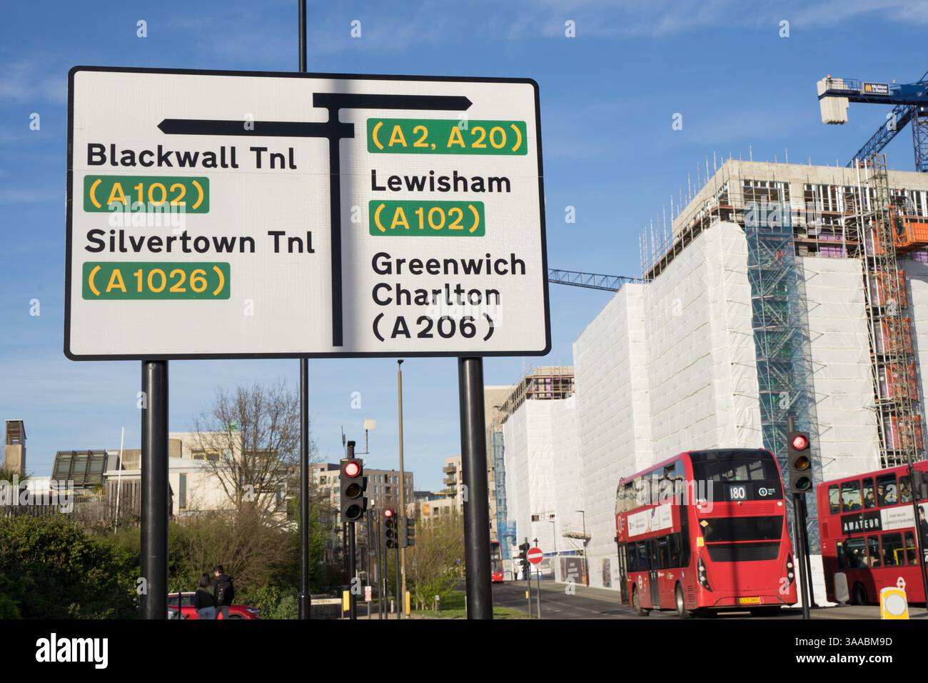 London, UK 31st March 2025. road traffic signs for silvertown tunnel ...