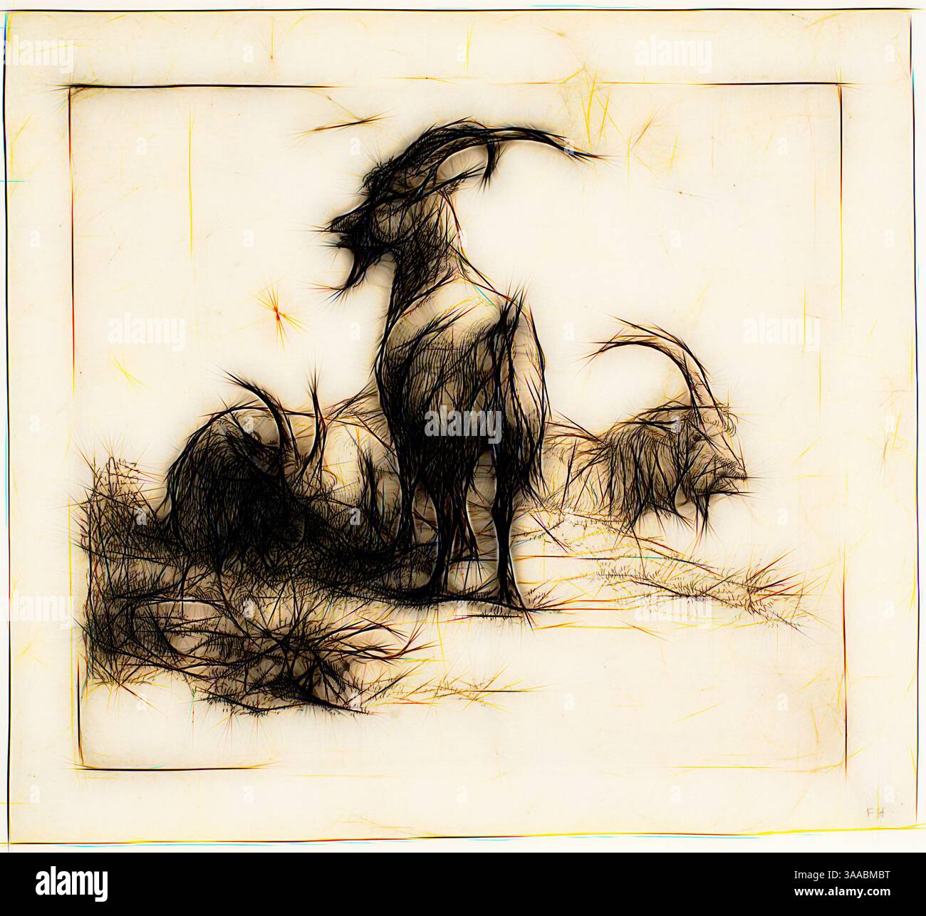 Stylized depiction of goats hi-res stock photography and images - Alamy