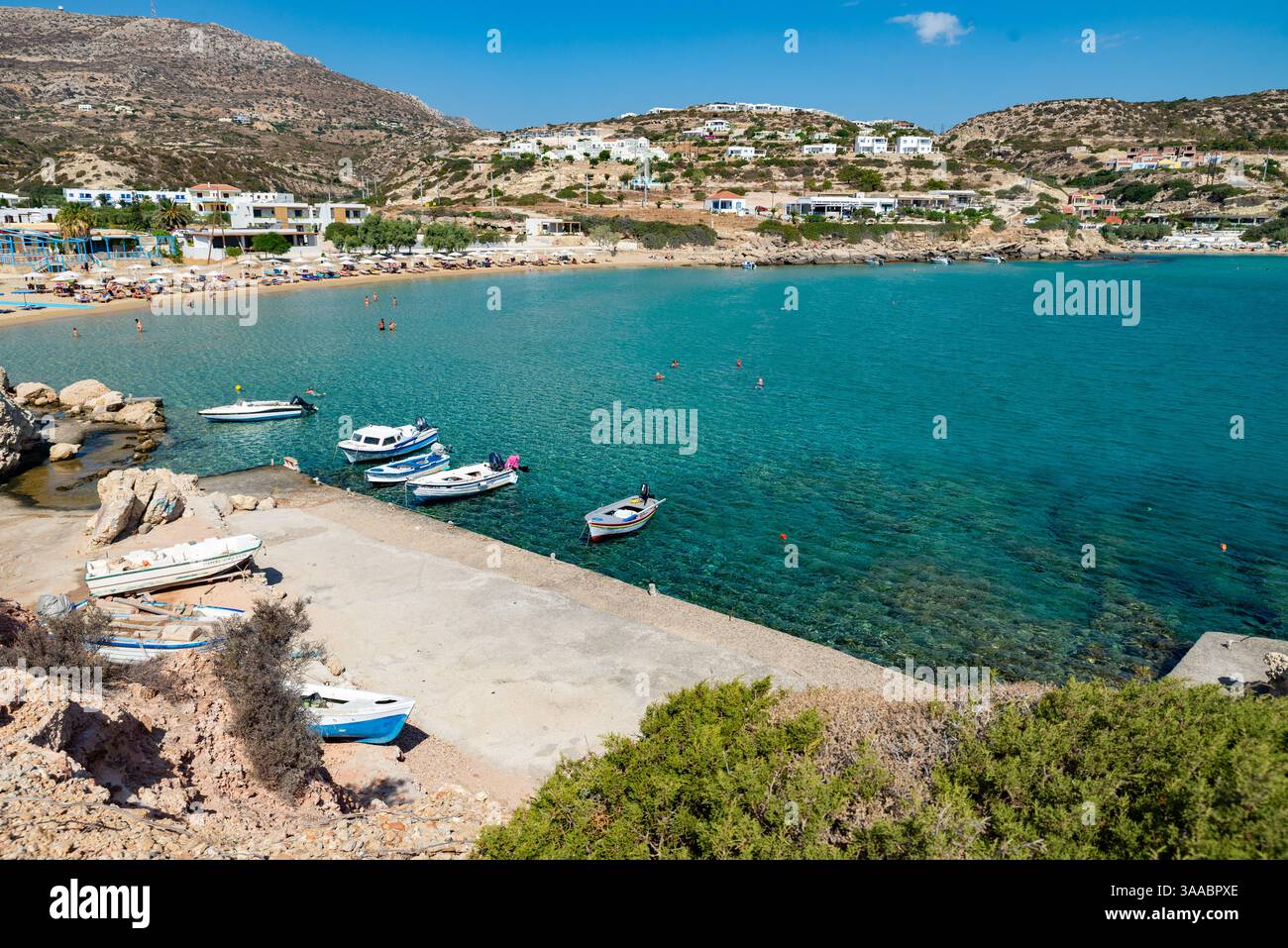 A beach view with turquoise water in Karpathos Greece Stock Photo - Alamy