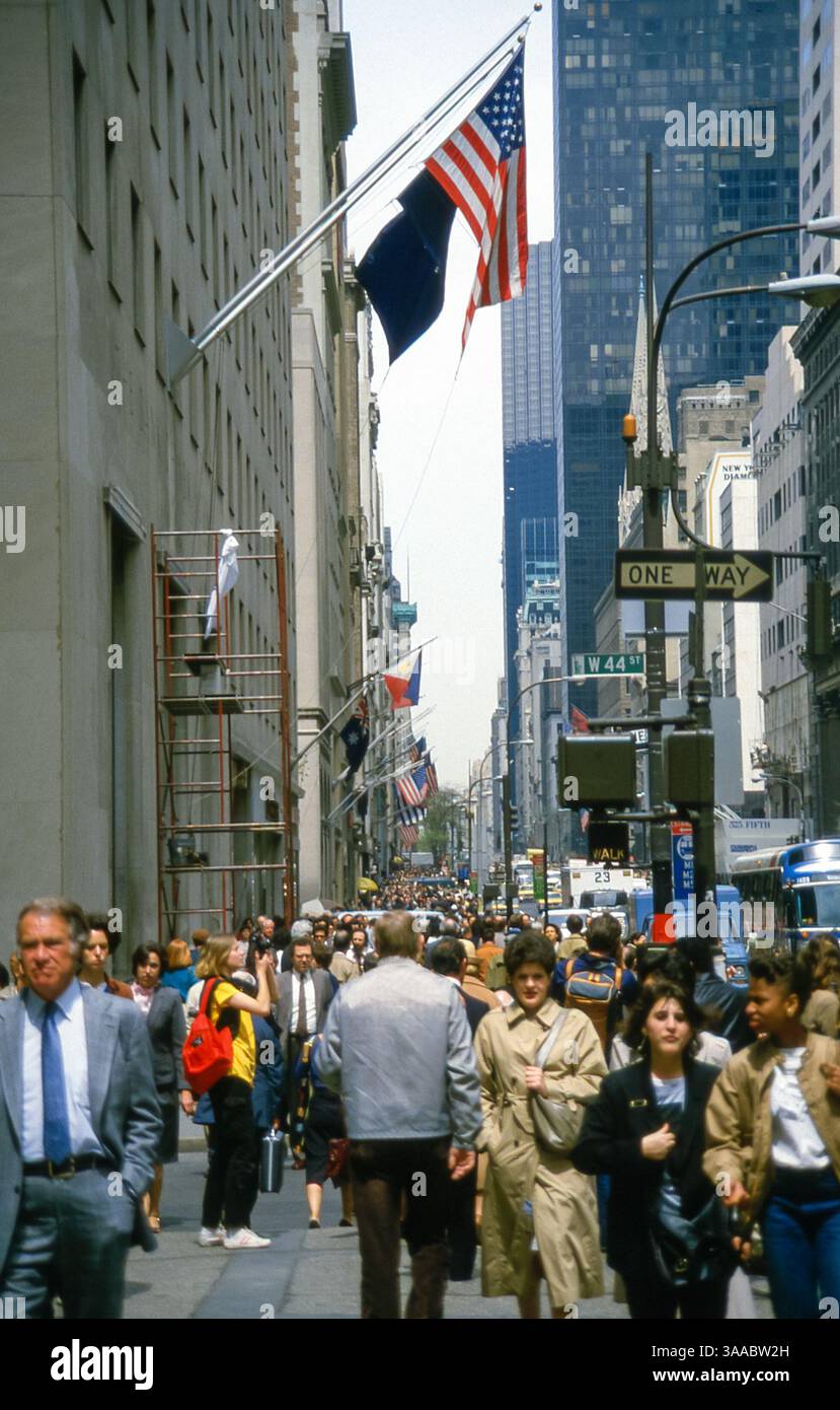 5th avenue and 44th street on a busy day, near Rockefeller Center on ...