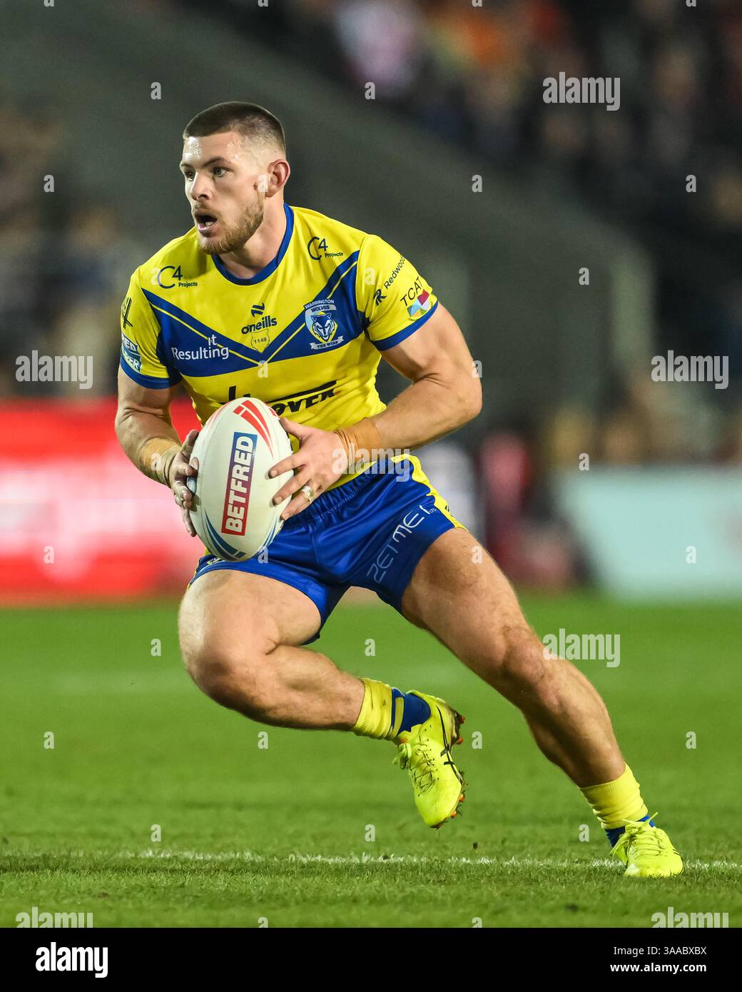 ST. HELENS, ENGLAND - 28 MARCH 2025: Danny Walker of Warrington Wolves ...
