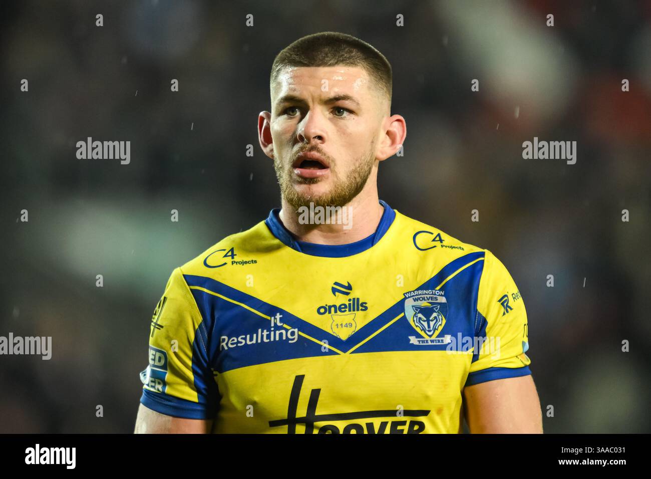 ST. HELENS, ENGLAND - 28 MARCH 2025: Danny Walker of Warrington Wolves ...