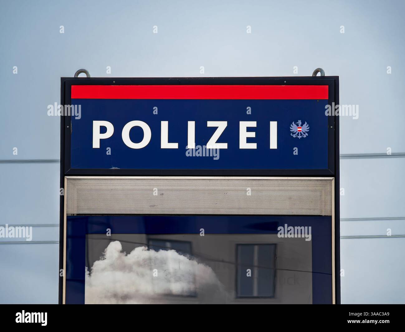 Innsbruck, Austria - March 21, 2025: Austrian police sign with POLIZEI ...
